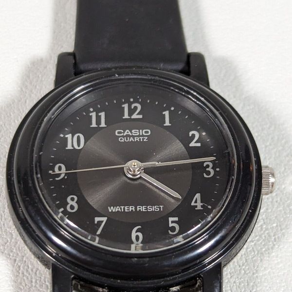 Casio Classic Style Black Dial Round Case Black Silicone Band Watch ...