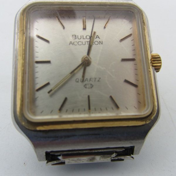 Vintage Bulova Accutron Quartz Square Face Men's Watch Stretch Band ...