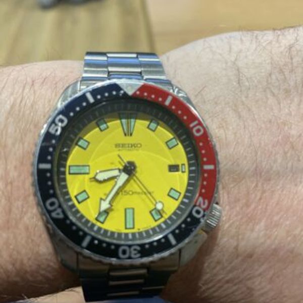 Seiko 7002 700J A1 Scuba Diver Watch Automatic Japan Pepsi Yellow Face ...