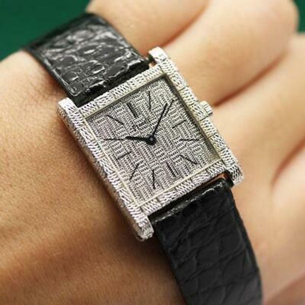 PIAGET RECTANGULAR 9133 18K SOLID WHITE GOLD MANUAL WIND LADIES WATCH ...