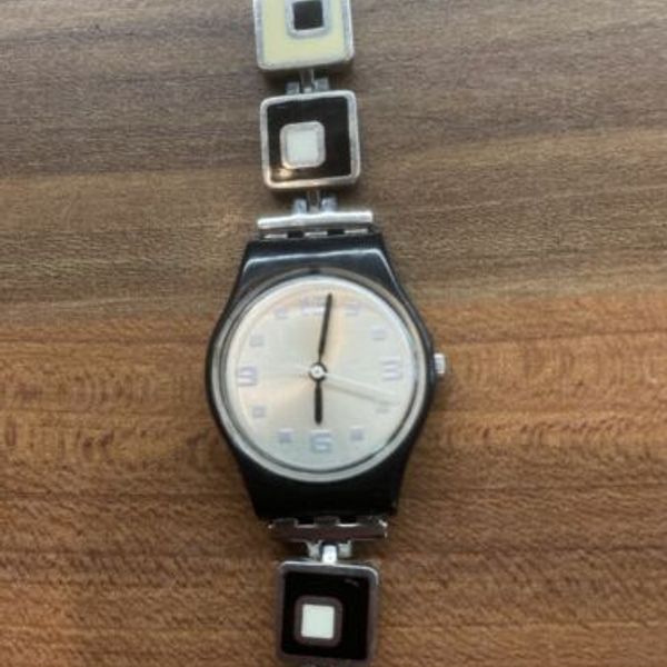 Ladies Genuine Swatch Watch Chessboard LB160G | WatchCharts Marketplace