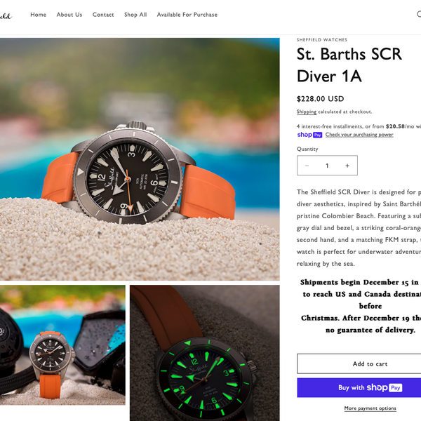 BNIB Sheffield St. Barts SCR Quartz Dive Watch | WatchCharts Marketplace