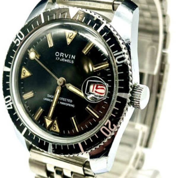 VINTAGE 1960s Orvin Diver Per Sears Roebuck E CO. 17 JEWELS MANUALE ...
