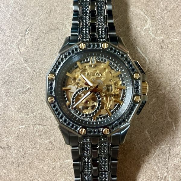 Bulova Octava Crystal Accent Gray Dial Automatic Stainless Steel Men's ...