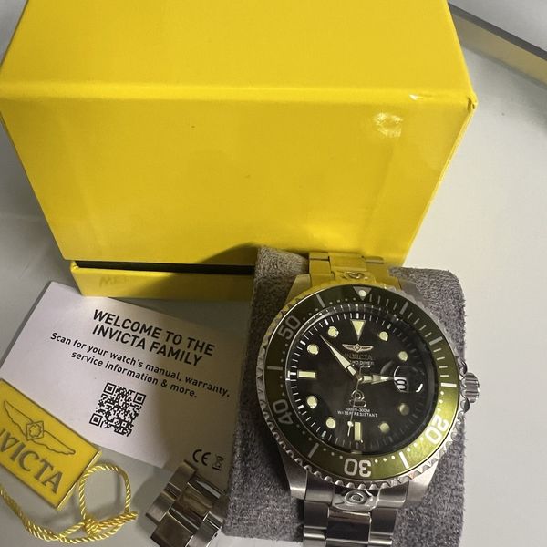 INVICTA 47MM GRAND DIVER 300M AUTOMATIC NH35A CALENDAR DATE GREEN BEZEL ...