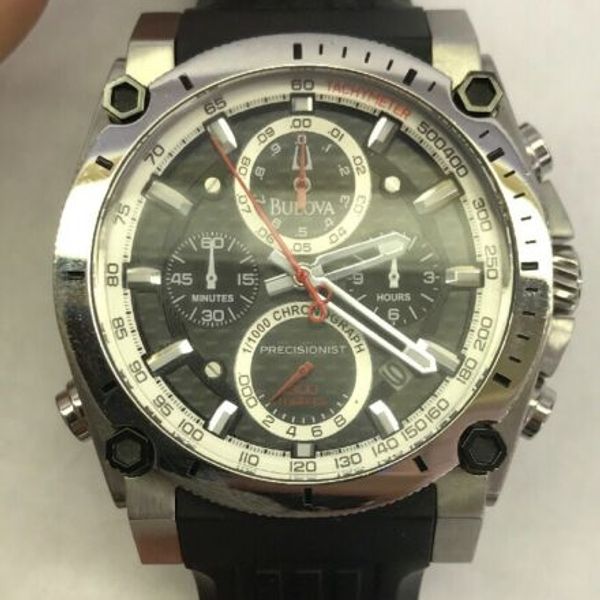 Bulova Precisionist C977745 Men's Watch Chronograph Date Analog Silicon ...