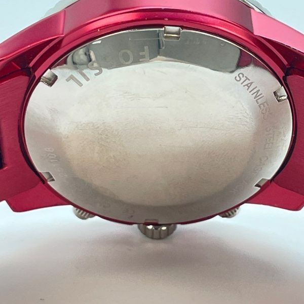 Fossil CH-2709 Chronograph Red Dial & Band Stainless Steel Women's ...