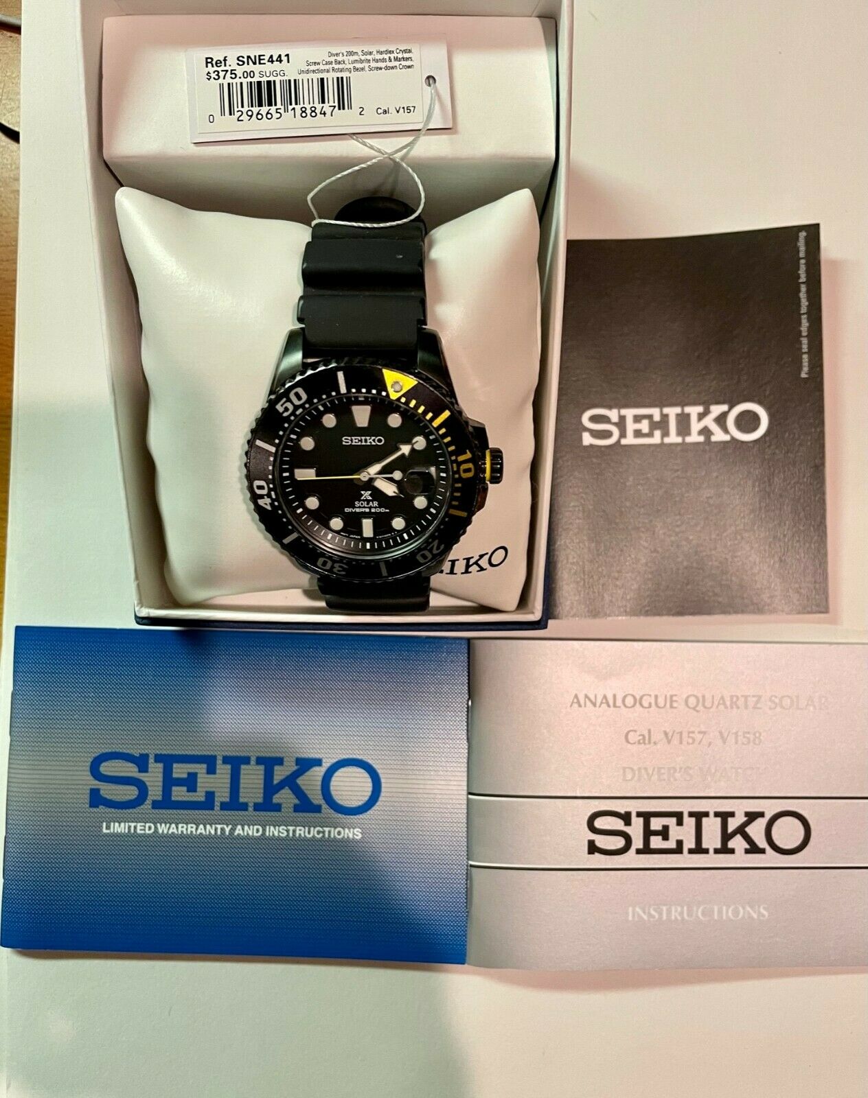 SEIKO SNE441 Prospex Solar Divers Watch - w/box + papers - VERY GOOD ...