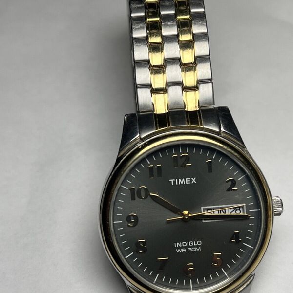 Timex Indigo WR 30M Men's Watch - Gold Color Accent Needs Battery ...