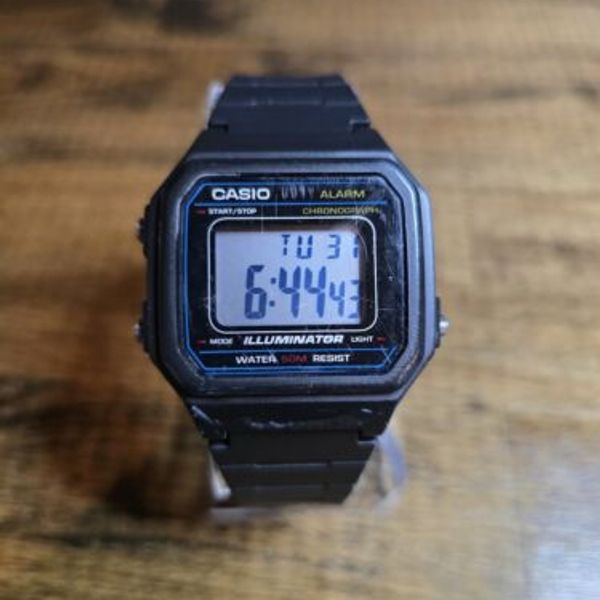 Vintage Casio W217H Chronograph Watch, Black Resin Band, Alarm NEW ...