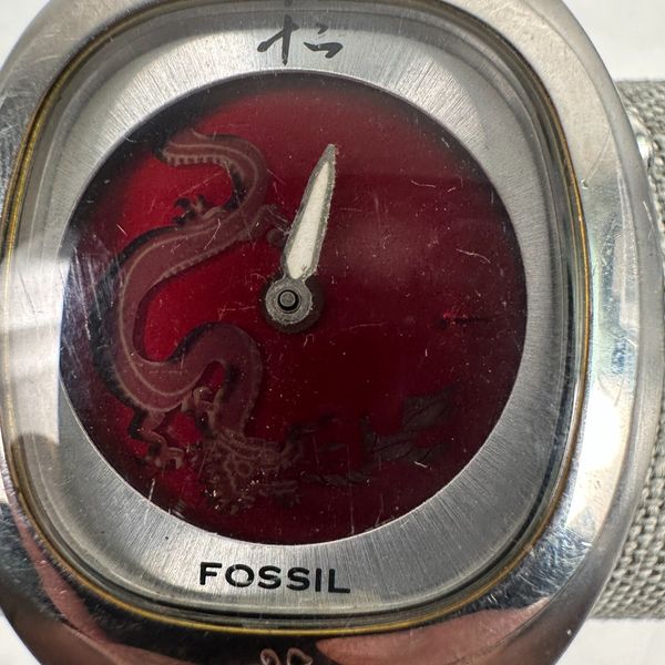 Fossil Big Tic Watch Mens 38mm Animated Dragon Red Dial Kanji New Battery READ | WatchCharts ...