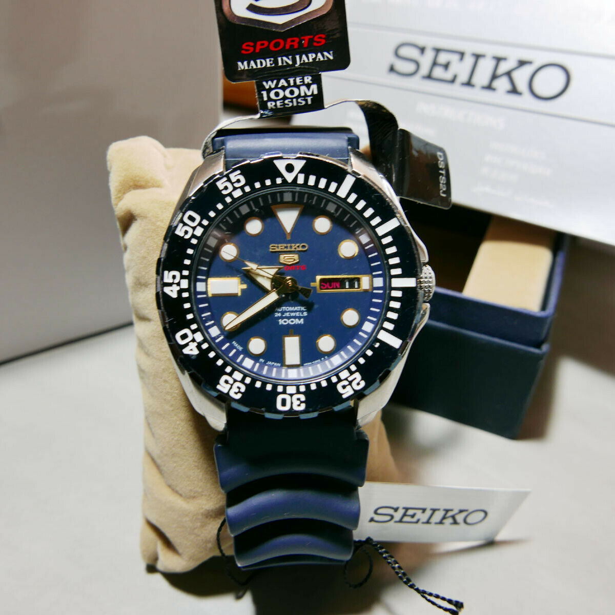 Seiko 5 Sports Diver Automatic 24 Jewels Blue Dial Men's Watch SRP605J2 ...