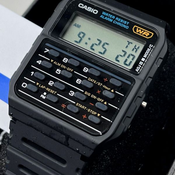 CASIO CA-53W-1ER MENS BLACK DIGITAL ANALOGUE GREY DIAL RETRO CALCULATOR ...