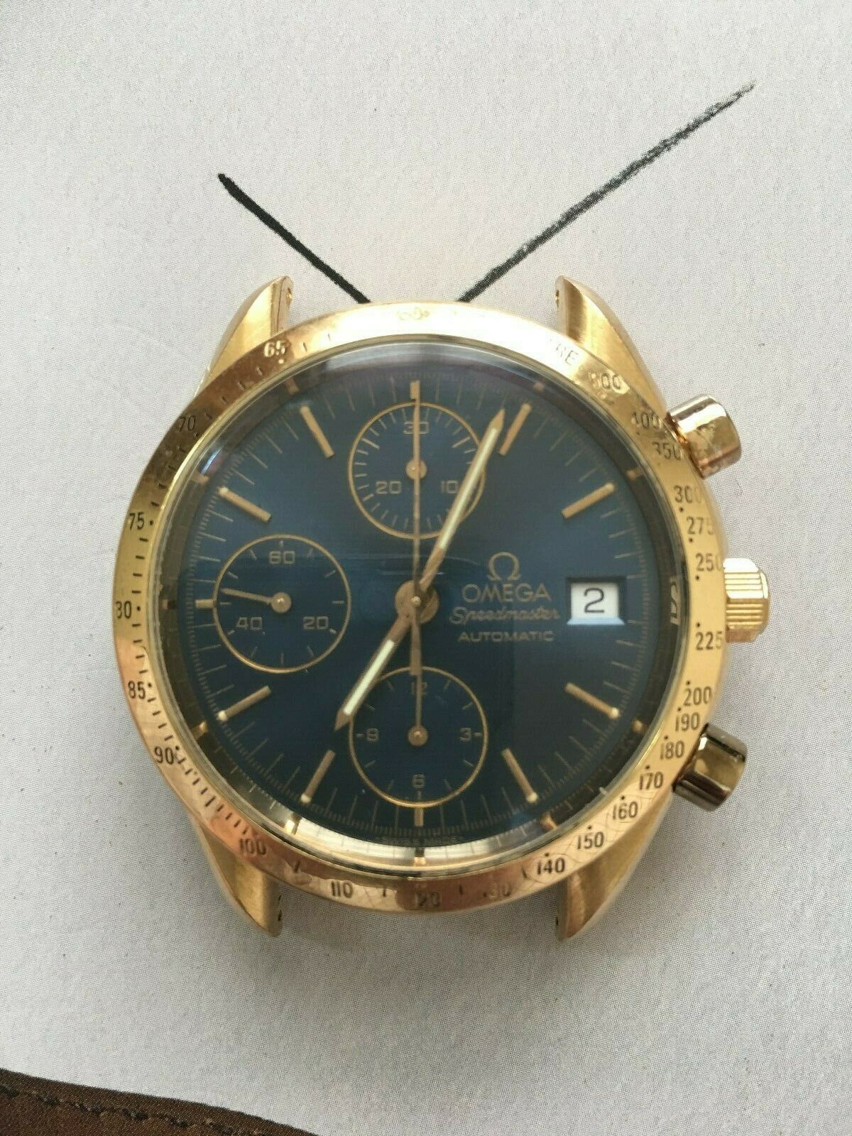 Omega speedmaster 18k solid yellow gold automatic wristwatch ...
