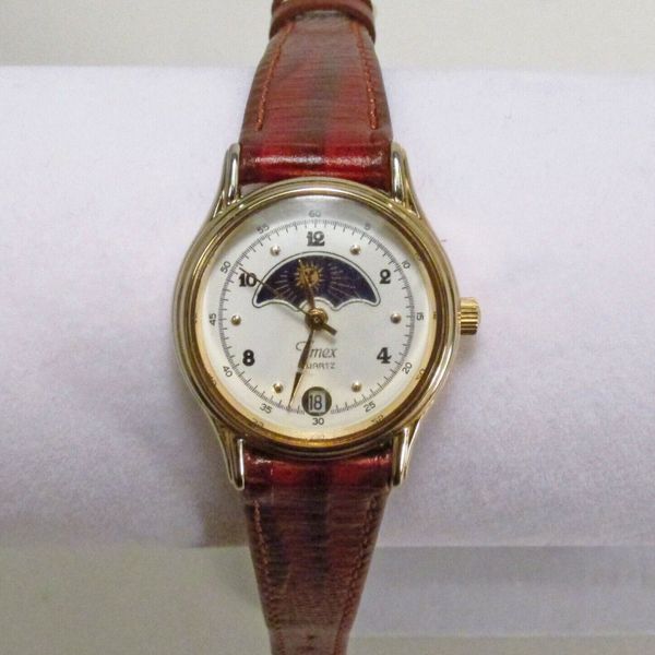 Vintage 1990s Timex Sun Moon Phase Ladies Wrist Watch Works! New Band ...