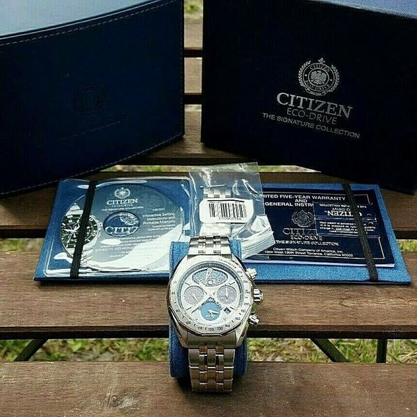 Citizen Eco Drive Signature Moon Phase Flyback Watch AV3006-50H ...