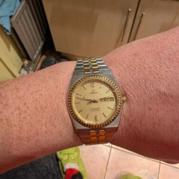 VERY RARE OMEGA SEAMASTER CAL 1425 DAY DATE WATCH 18K SERRATED BEZEL ...