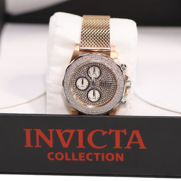 INVICTA Pro Diver Lady 40mm Stainless Steel Rose Gold + Steel White ...