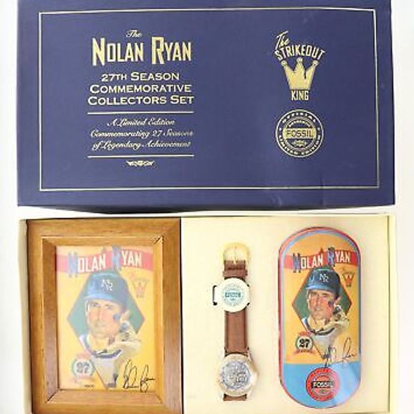 Nolan Ryan 27th Season Collectible Fossil Watch Collector's Set #8111/ ...