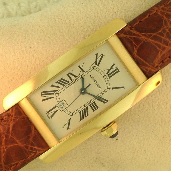 CARTIER 18K Yellow Gold Tank Americane 1725 Automatic Watch PRICE ...