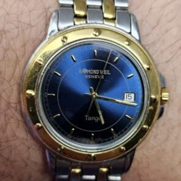 Raymond Weil Tango Blue Dial 2 Tone Stainless Mens Swiss Quartz Watch ...