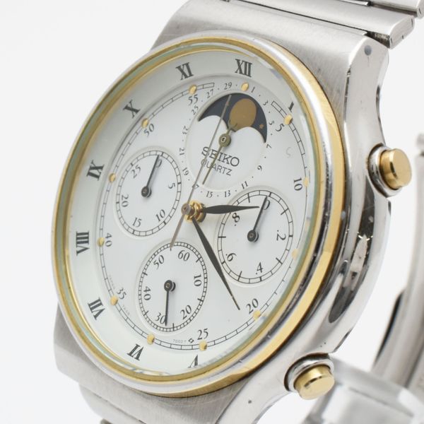 Vintage [NEAR MINT] SEIKO Moon Phase 7A48-7000 Chronograph Quartz Watch ...