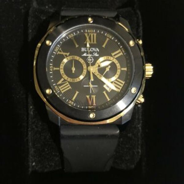 Bulova Water Resistant 100m-B7 Stainless Steel - 98B278 -Gold Inlay ...