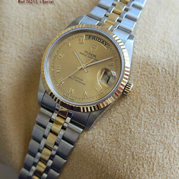Tudor Prince Day Date Ref.76213 18K Steel Gold Dial Roman Box Paper ...
