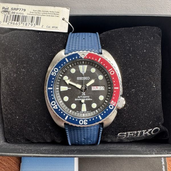 Seiko SRP779 Turtle Prospex Men Pepsi Red Blue Automatic Air Diver 4R36 ...