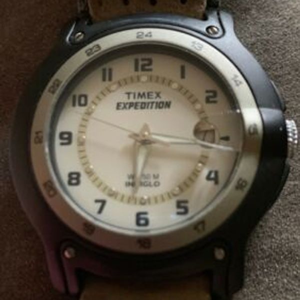 Timex Expedition Indiglo Watch CR2016 Water Resistant 50 Meters Leather ...
