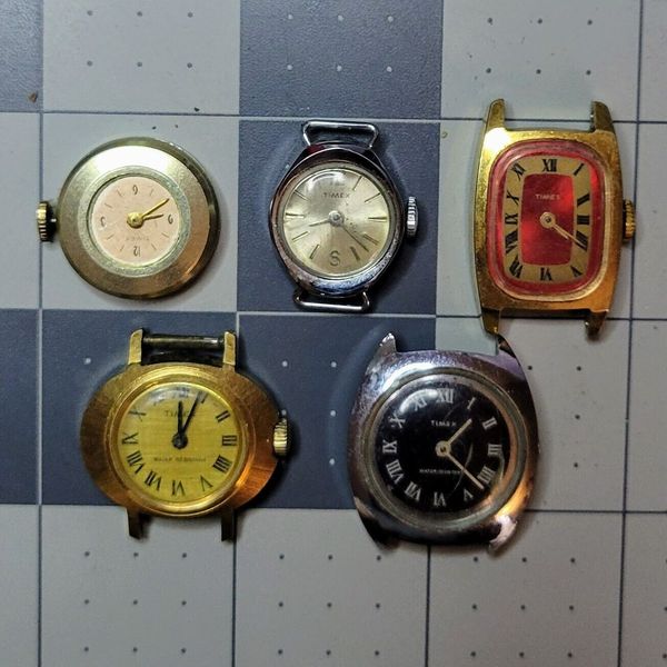 Lot Of 5 Timex Ladies Mechanical Wind Watches - Parts / Repair Project ...