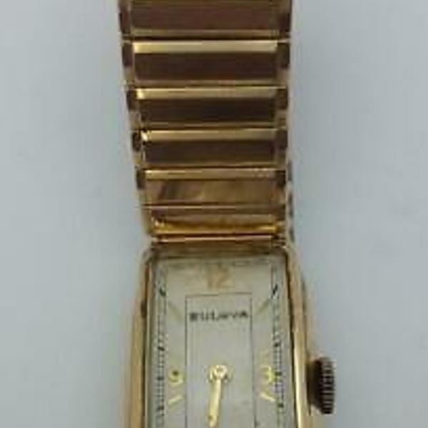 Vintage Womens Bulova Rectangle Watch 17 Jewel GAF 10k Gold Filled Cas ...