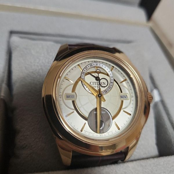 w/BOX Citizen Eco-Drive Moon Phase Triple Calendar BU0003-02P Quartz ...