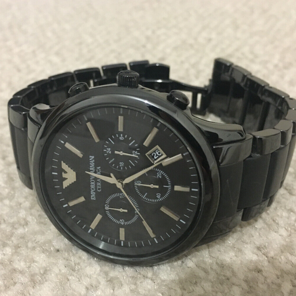 emporio armani ar1451 ceramic black dial chronograph men's watch ...