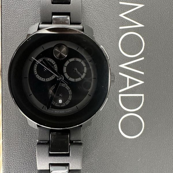 Movado Bold Black Chronograph 44mm Watch MB.01.3.29.6019 Excellent ...