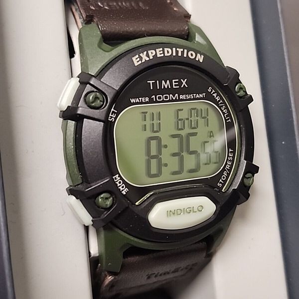 Timex Expedition Green Watch w Indiglo Blue Backlight 100M WR ...
