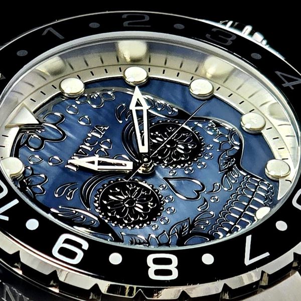 New Invicta Men's 50mm AVIATOR Dia De Los Muertos Quartz MOP Skull Dial ...