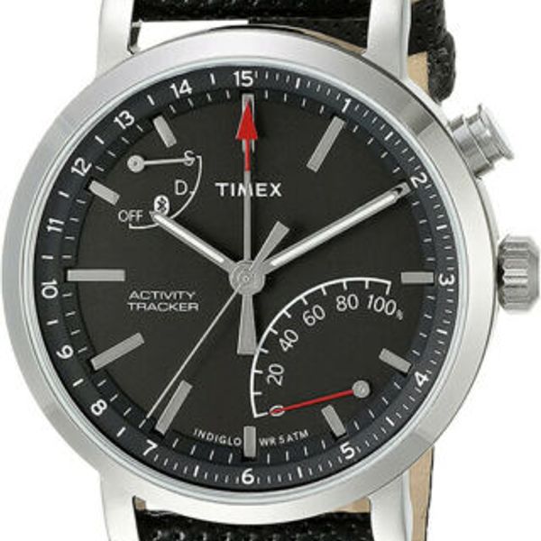 Timex Men's iQ+Move Metro Activity Tracker Brass/Black Leather Watch ...