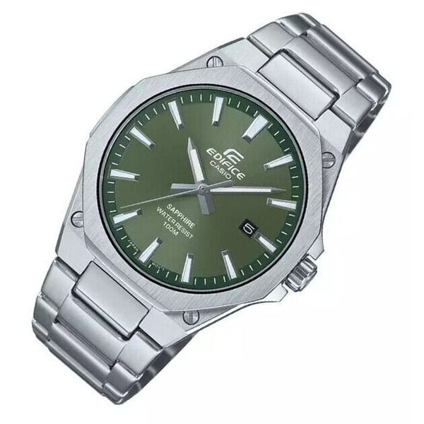 Casio Edifice EFR-S108D-3A GreenAnalog Octagon Sapphire Glass Men's ...