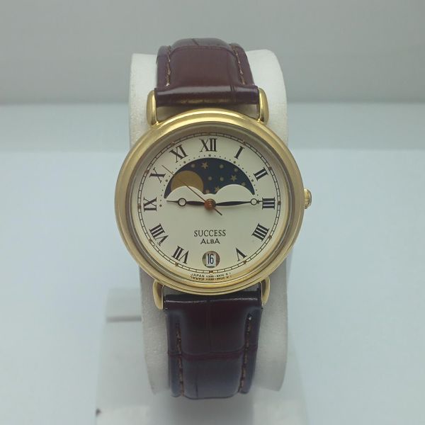Alba Seiko Success Moon Phase Quartz V338-6A70 Vintage Men’s Watch ...
