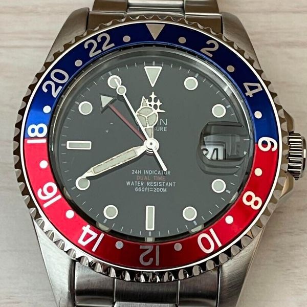 Elgin Treasure GMT Pepsi Quartz Men's Watch Vintage From Japan ...