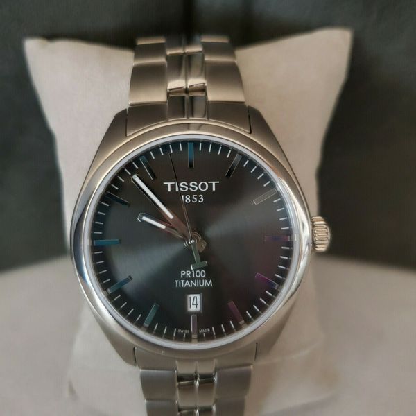 Mens Tissot 1853 PR100 Titanium Watch. 39mm. Titanium strap. Water ...
