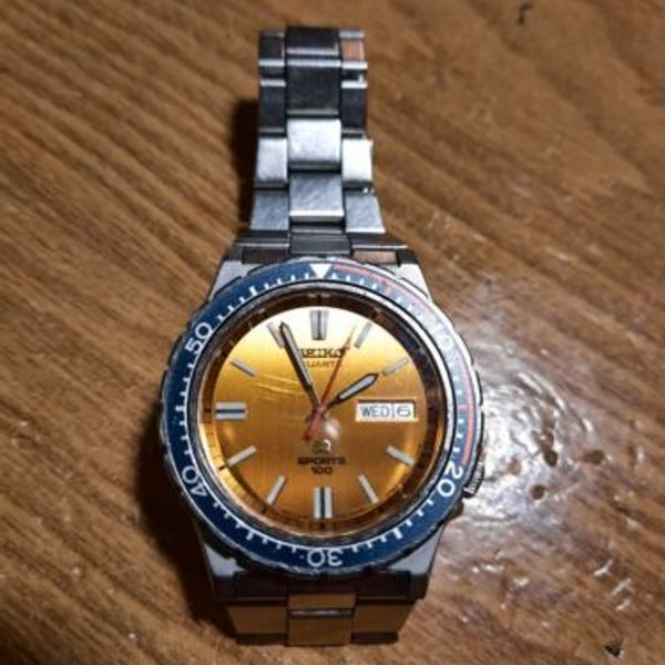 Vintage Mens Seiko Sports 100 Diver Type Watch Quartz 7123-823H Orange ...