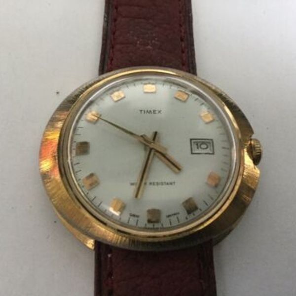 Vintage Timex Waterproof Gents Watch Made In Great Britain Gold Tone ...