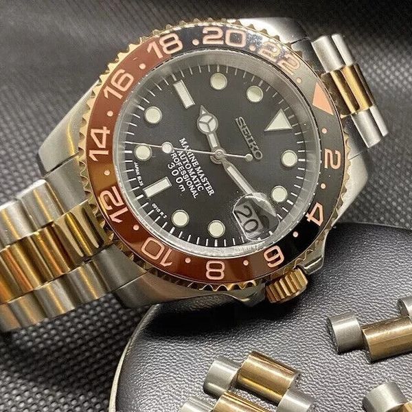 Seiko Mod Custom Automatic Watch Gmt Master II Rootbeer Design - Rose ...