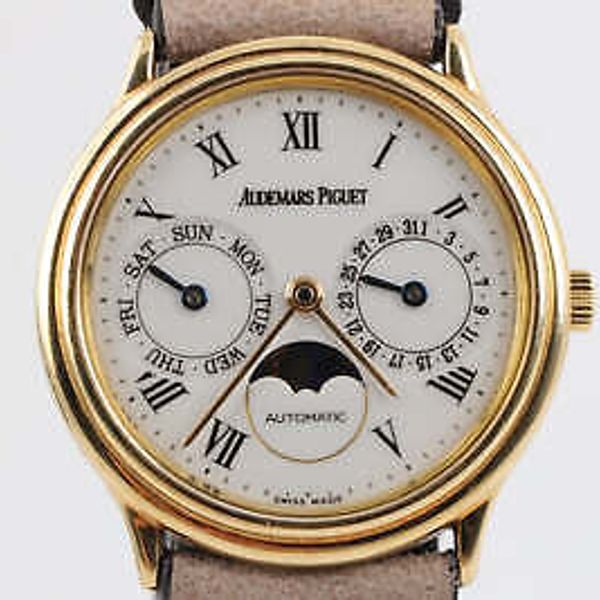 Vintage Audemars Piguet Moon Phase "BIG NAME" 18K Yellow Gold 33mm ...