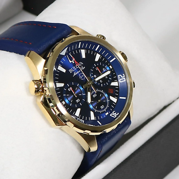 Bulova Marine Star Gold Tone Stainless Steel Chronograph Men's Watch ...