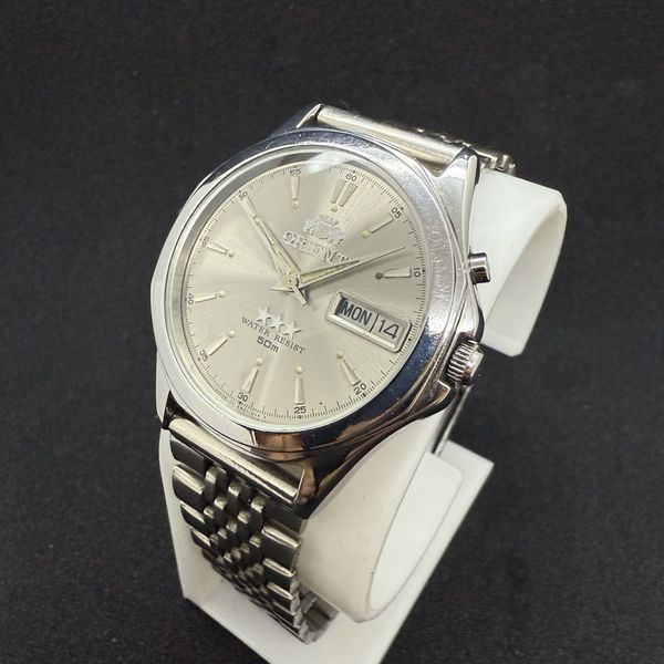 Rare Vintage Orient Silver Dial Automatic Day/Date Men's Wristwatch 21 ...