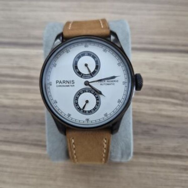 Parnis Chronometer Power Reserve Automatic Mens Watch 43mm ...