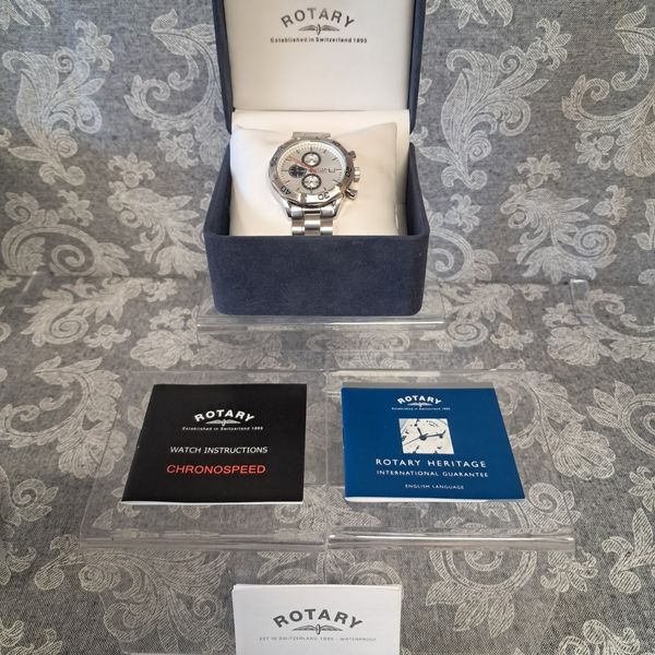 [N. MINT] BOXED ROTARY Chronospeed Watch GB03360 - 100m Manuals - New ...
